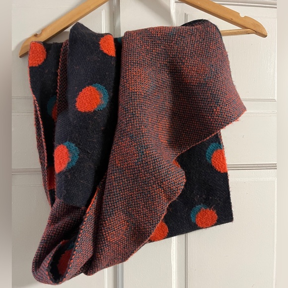 Verloop | Accessories | Verloop Wool Oversized Wool Scarf Orange Teal Blue Poka Dots Yayoi ...
